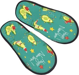 Generic Pantoufle Guirlande De Sapin De No&euml;l Avec Avocat Dans Un Chapeau De P&egrave;re No&euml;l Chaussures Hiver L&eacute;g&egrave;res Slippers Pour Chambre Homme Femme M