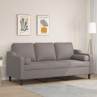 vidaXL Vidaxl - Canapé 3 places avec oreillers décoratifs taupe 180 cm tissu