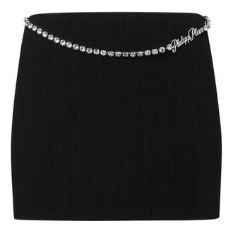 Philipp Plein Viscose Stretch Mini Skirt Signature - - Skirts - Damen - Schwarzk - XL