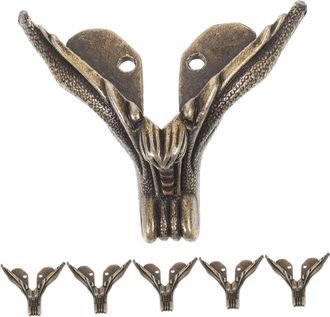 Lioobo 6 St&uuml;cke Antike Box Beine -Legierung M&ouml;bel Beine Retro Box M&ouml;bel F&uuml;&szlig;e Eckenschutz F&uuml;&szlig;e f&uuml;r Schreibtisch Schmuckschatulle Fall