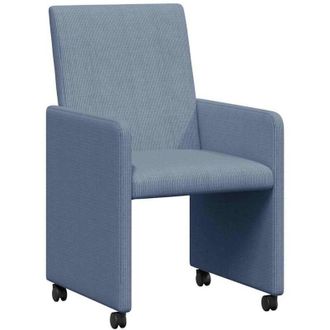 vidaXL Esszimmerst&uuml;hle mit Rollen 2 pcs Blau 57 x 66 x 94 cm Cordstoff vidaXL