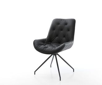 DELIFE Esszimmerstuhl Taimi-Flex Echt-Leder Schwarz Kreuzgestell konisch Schwarz, Esszimmerst&uuml;hle