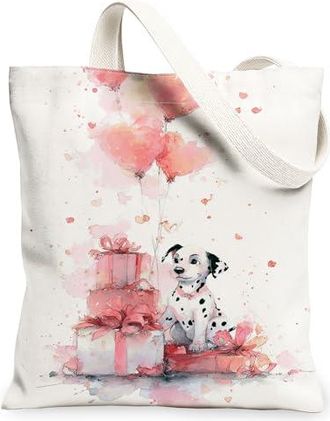 Generic Sac fourre-tout en toile motif floral pour chien, sac d&eacute;picerie r&eacute;utilisable, l&eacute;ger et lavable avec bandouli&egrave;re printani&egrave;re, blanc, 13x15 Inch