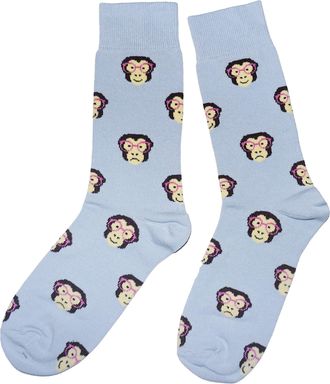 Weri Spezials Herrensocken Business Casual Funny Socken in modischen lustigen Muster- und Farbvariationen mit hohem Baumwollanteil. (43-46, Hellblau Affe)