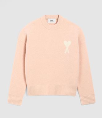 Ami Pull Col Rond Ami de Coeur Poudre Ecru