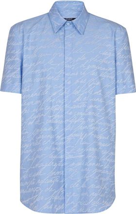 Balmain chemise à motif Love Letter en jacquard - Bleu