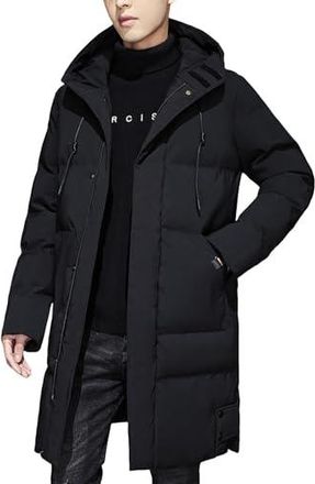 Generico Long manteau dhiver imperm&eacute;able et chaud pour homme | Veste coupe-vent &agrave; capuche douce et confortable pour homme avec cordon de serrage - Cardigan zip