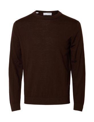 Selected SELECTED FEMME Herren Slhtray Ls Knit Merino Crew Neck Noos, Demitasse, XL EU