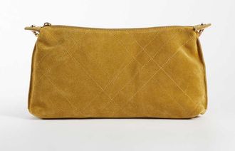 Mango sac bandouli&egrave;re en daim 100 % cuir avec bandouli&egrave;re cha&icirc;ne camel-Marron