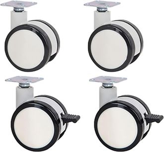 Generic Plattenmontierte Rollen mit Bremsvorrichtung,Rollen mit ger&auml;uscharmen Gummi-Doppelr&auml;dern,4 St&uuml;ck/Set M&ouml;belrollen