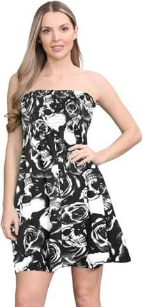 Janisramone Femmes Dames Nouveau Imprimé Bandeau Boobetube Mini Robe Gather Sheering Été évasé Haut