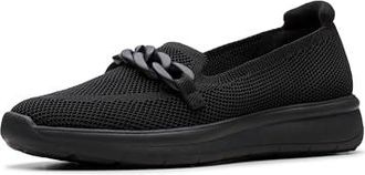 Clarks Mocassins plats Athleisure pour femme, Textile noir/noir, 36 EU