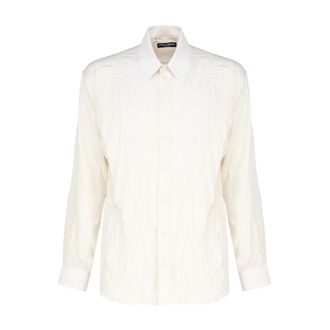 Dolce & Gabbana Seidenhemd mit Knittereffekt - - Shirts - Herren - Wei&szlig; - L