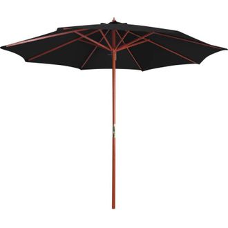 vidaXL Vidaxl - Parasol avec mât en bois 300x258 cm Noir