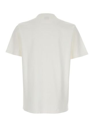 C.P. Company Mens White Crewneck T-Shirt With Logo Cotton T-Shirts And Polos
