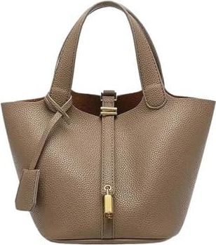 Generic Sac à main en polyuréthane de grande capacité, couleur pure, toucher rétro, doux, style neutre minimaliste, compartiment intérieur, Elephant Gray, Tai