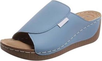 Generic Pantoufles d&eacute;contract&eacute;es &agrave; bout ouvert pour femme - Talon inclin&eacute; - L&eacute;g&egrave;res et &eacute;paisses - Style romain - Pour homme et femme, bleu ciel, 40.5 EU