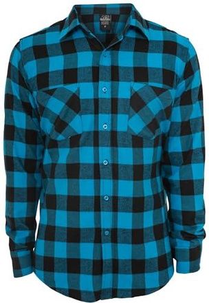 Urban Classics Checked Flanell Shirt - Chemise Homme, Multicolore (Blk/Tur) - Medium (Taille fabricant: Medium)