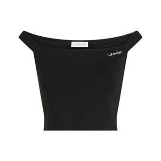 Calvin Klein Jeans Femme, Tops, Noir, Taille: 38 FR Logo Bardot Milano Top