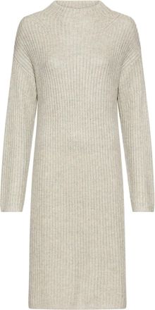 Camel Active Damen Strickkleid mit Rundhalsausschnitt Hellgrau, Womenswear-M