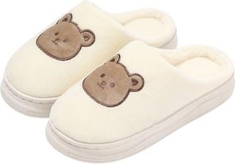 Generic Chaussons ours pour adulte | Chaussons mignons pour femme | Sliders noirs et blancs pour couple | Sliders dintérieur unisexes | Slides danimaux doux |