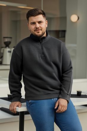 Trendyol MAN Herren Grau Einfarbig Lang Oversize Gro&szlig;e Gr&ouml;&szlig;en Sweatshirts