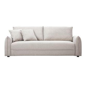 Miliboo 3-Sitzer-Sofa Pio aus Stoff, Velours-Effekt, strukturiert, Beige