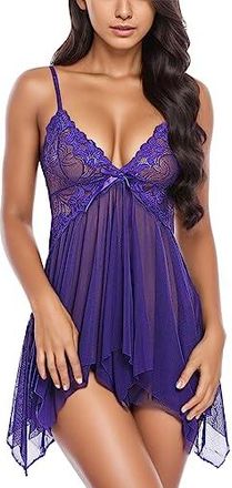 Generic Sleepwear Lingerie Chemise Flower Lingerie V Femmes Sangle Cou Dentelle Lingerie Sexy Ensemble