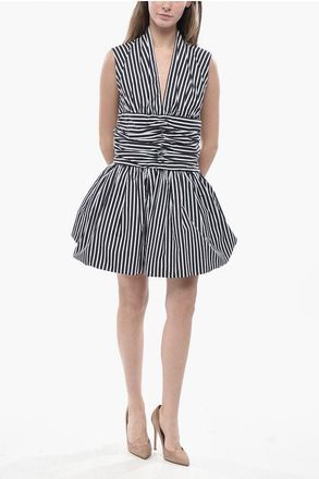 Patou Poplin Dress With Balanced Striped Pattern And Open Back size 44