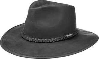 Stetson Chapeau Western Buffalo Leather Femme/Homme - de Rodeo Cowboy avec Bandeau en Cuir Ete Printemps-ete - XL (60-61 cm) Noir