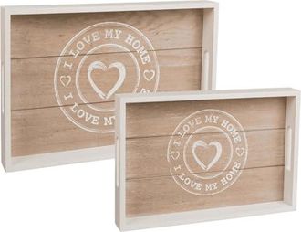 Out of the Blue 2er-Set Holztabletts Grau Holz 144194 30 x 20 cm