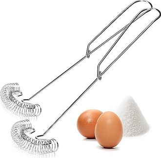 Com-Four 2x fouet spirale inox 304 - fouet spirale lavable au lave-vaisselle - fouet mousse - fouet plat - fouet - fouet sauce - fouet &agrave; main (2 pi&egrave;ces - fouet