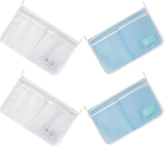 BESPORTBLE Homoyoyo 4 St&uuml;ck K&uuml;hlschrank Organizer Netz Aufbewahrungstaschen aus Mesh und Pp H&auml;ngend mit 2 F&auml;chern zur K&uuml;chenraumoptimierung Wei&szlig; Blau Vielseitige