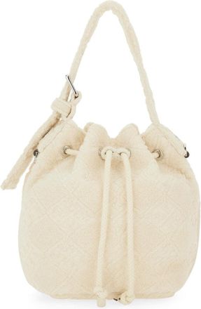Tory Burch Womens T Monogram Mini Bucket Bag Ivory Cotton Handbags Hand