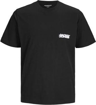 Jack & Jones Jcosago Logo Slub Tee SS Crew Neck, Noir, M Hommes