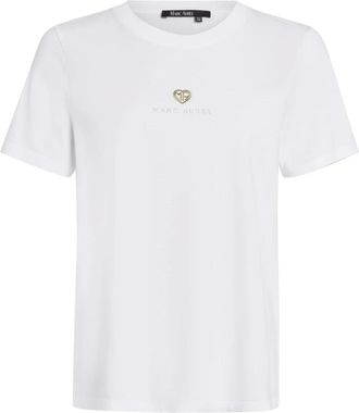 Marc Aurel Femme, Tops, Blanc, Taille: 38 FR T-shirt en coton avec logo scintillant