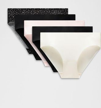 lululemon Culotte bikini InvisiWear taille mi-haute Lot de 5 pour Femmes - Noir/Rose - Taille XL