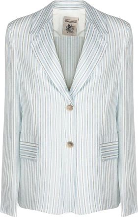 Semicouture Femme, Vestes, Bleu, Taille: 42 FR Blazer en Lin Crois&eacute; Simple