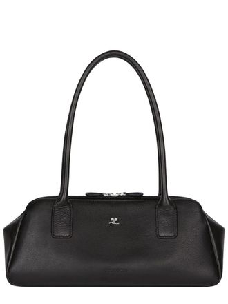 Courr&egrave;ges Calf Leather Shoulder Bag - Black