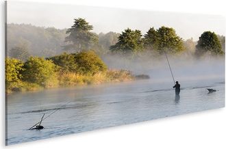 Islandburner Bild auf Leinwand Fischen Angeln In Einem See Natur Bilder Wandbilder Poster