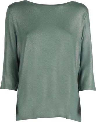 Majestic Filatures Femme, Pulls, Vert, Taille: 38 FR Tricot ras du cou