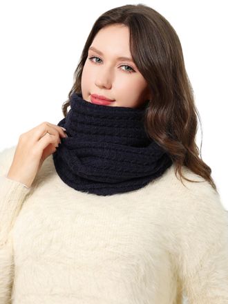 DonDon Schal Damen Winter Winterschal Strickschal Loop Schal Schlauchschal - Navyblau