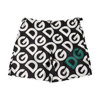 Dolce & Gabbana Logo Badehose Schwarz Wei&szlig; Gr&uuml;n - - Swimwear - Herren - Mehrfarbig - XS