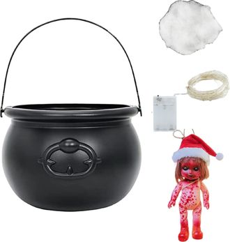 Generico Halloween Cauldron mit Lichtern - Schwarze Hexen Blumentopf-Dekoration, gruselige LED Zubeh&ouml;r | Langlebiger Glittereffekt, gruseliger f&uuml;r den Gabi-Kam