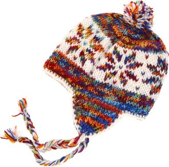 Guru Shop Wollm&uuml;tze mit Ohrenklappen, Norwegerm&uuml;tze, Winterm&uuml;tze - Wei&szlig;/bunt, Herren/Damen, Wolle