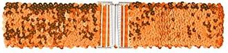 Allegra K Ceintures de taille extensibles pour femmes Boucles de verrouillage en m&eacute;tal Paillettes Ceintures d&eacute;coratives pour robes Orange 60cm/23.62