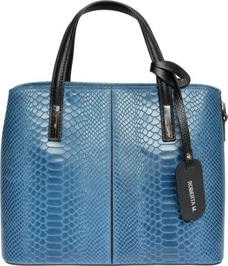 Roberta M Blau Rindsledertasche