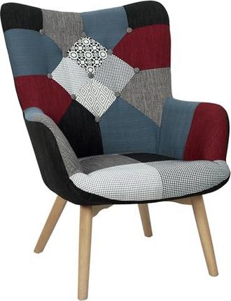 The Home Deco Factory Sessel Patchwork, Holz/Polypropylen, 72cm x 80cm x 99cm, Milano