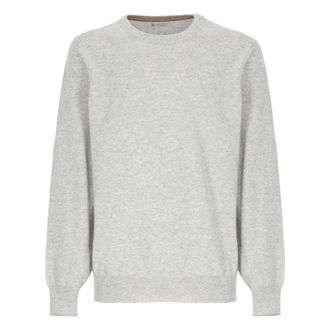 Brunello Cucinelli Grauer Cashmere-Rundhalspullover - - Knitwear - Herren - Grau - L