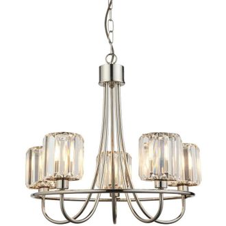 Endon Lighting Berenice Plafonnier suspendu &agrave; 5 bras multiples en verre, nickel brillant